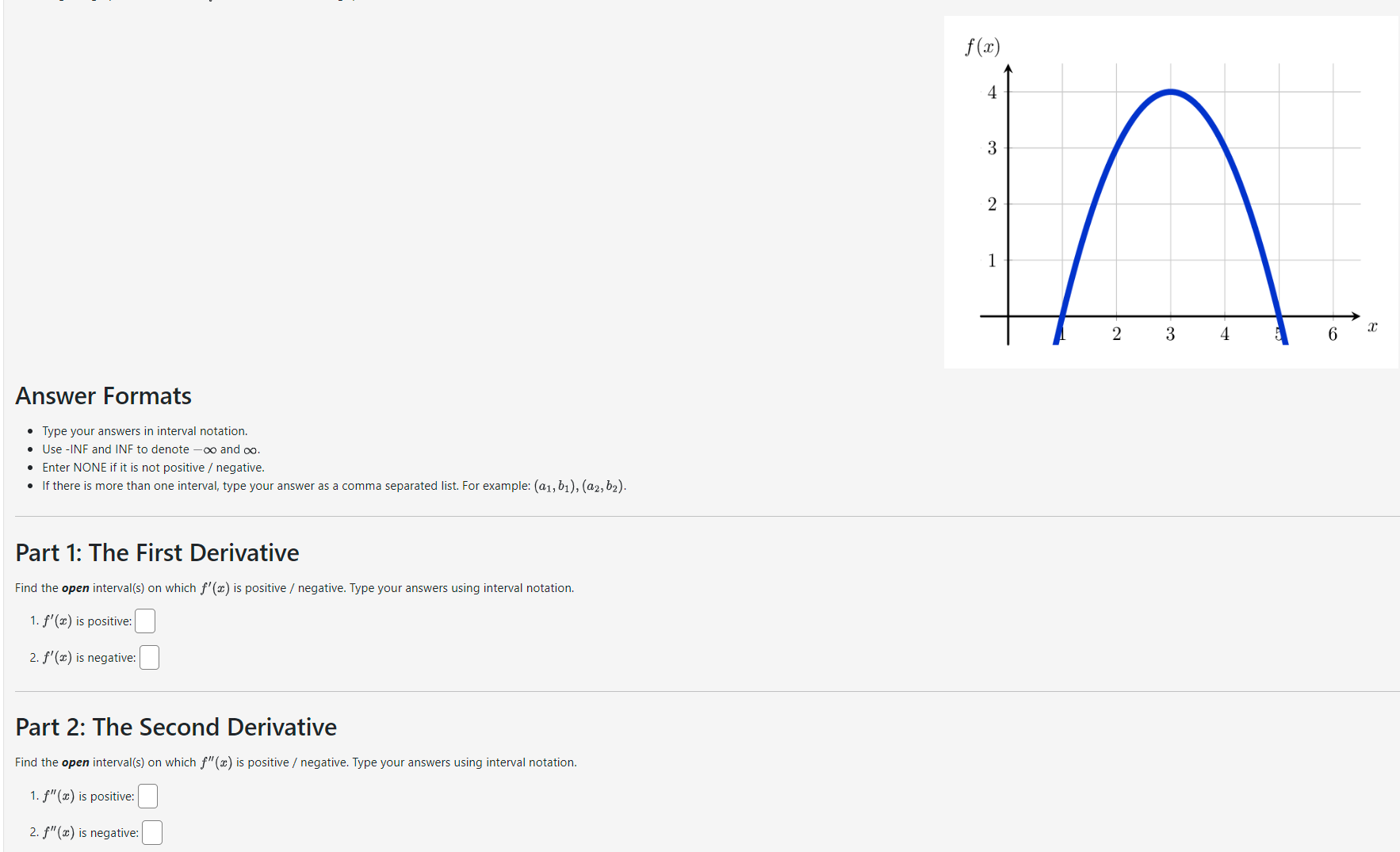 Solved Use -INF and INF to denote -∞ ﻿and ∞.Enter NONE if it | Chegg.com