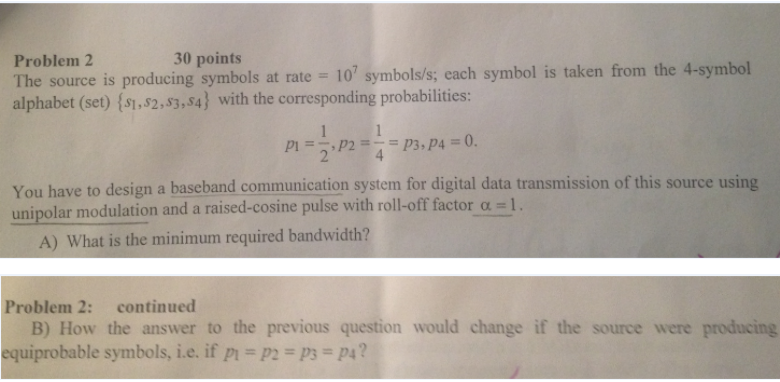 Solved Problem 230 points The source is producing symbols at | Chegg.com