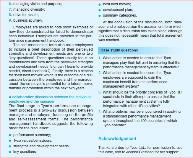 Solved Case Study Performance management at Tyco Tyco | Chegg.com