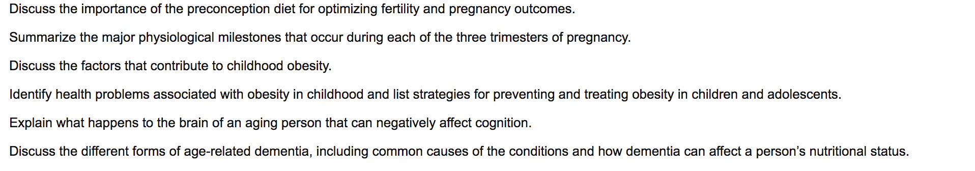 Solved Discuss the importance of the preconception diet for | Chegg.com