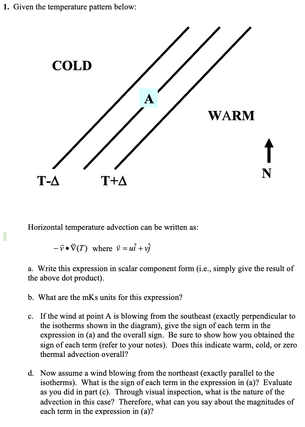 Solved 1. Given the temperature pattern below: Horizontal | Chegg.com