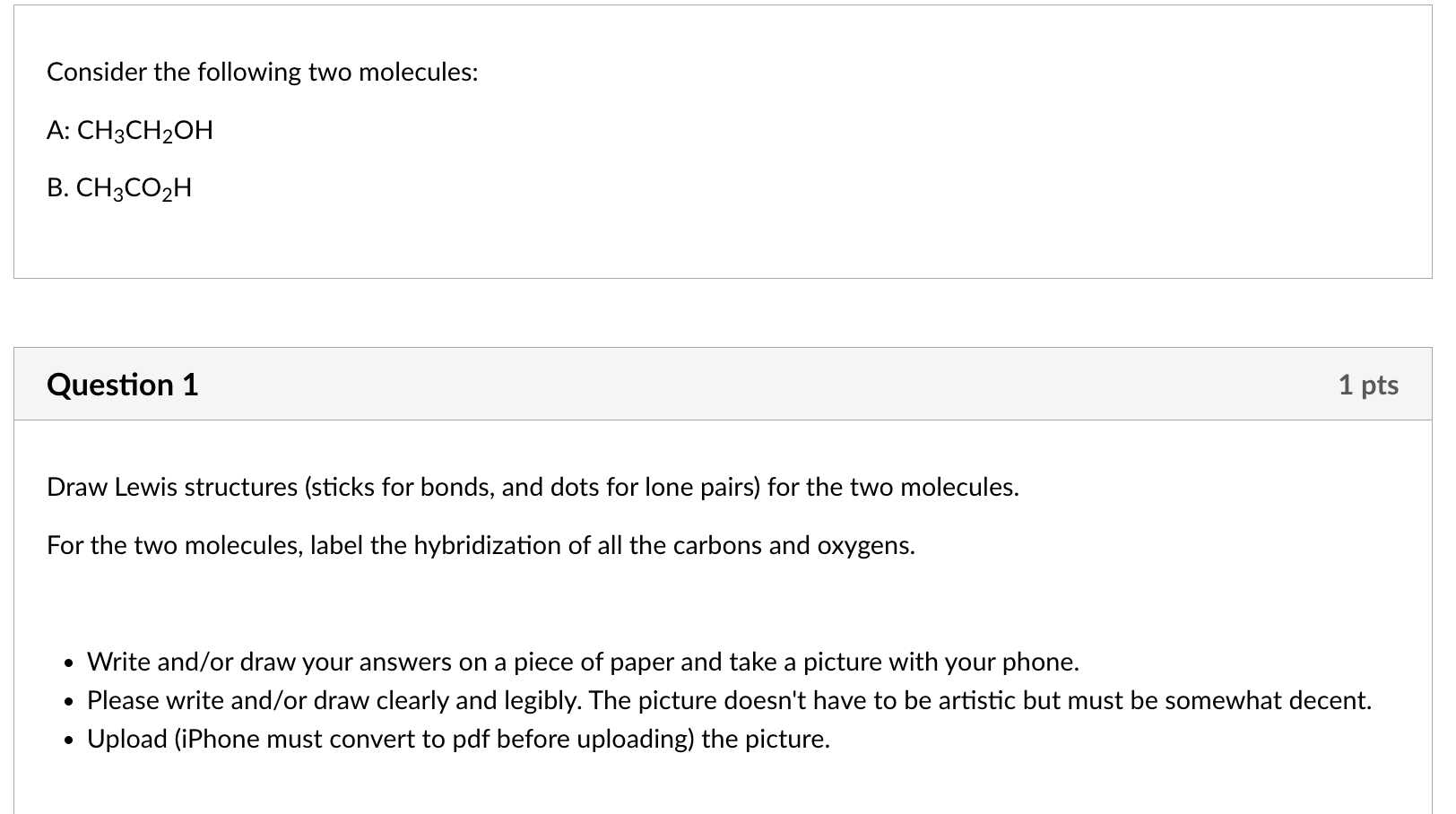 Solved Consider the following two molecules: A: CH3CH2OH B. | Chegg.com