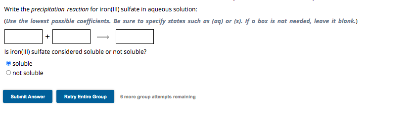 Solved Write the precipitation reaction for iron(III) | Chegg.com