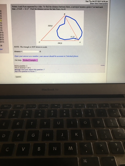 Solved Points A and Bare separated by a lake. To find the | Chegg.com