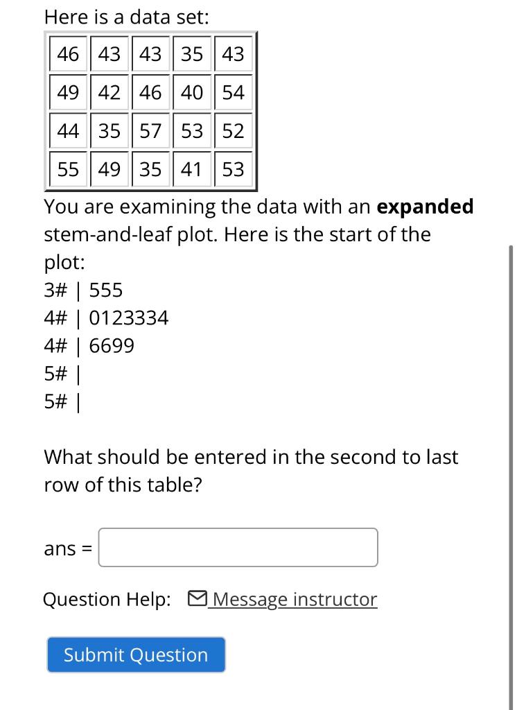 Solved Here is a data set: You are examining the data with | Chegg.com