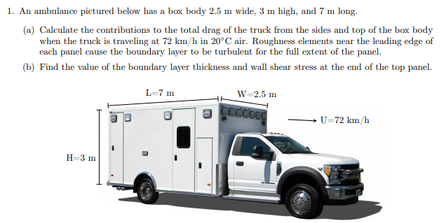 Solved 1. An ambulance pictured below has a box body 2.5 m | Chegg.com