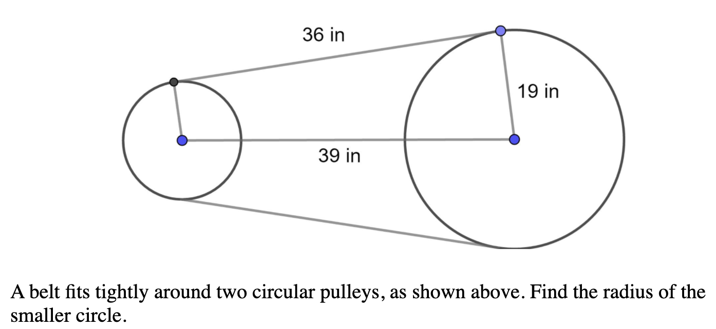 Solved 36 in 19 in 39 in A belt fits tightly around two | Chegg.com