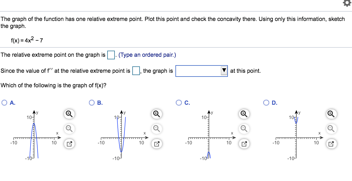 Solved The graph of the function has one relative extreme | Chegg.com