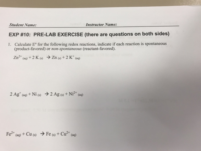 Solved Instructor Name: Student Name EXP #10: PRE-LAB | Chegg.com Solved Instructor Name: Student Name EXP #10: PRE-LAB | Chegg.com