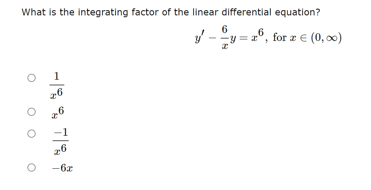 Solved What is the integrating factor of the linear | Chegg.com