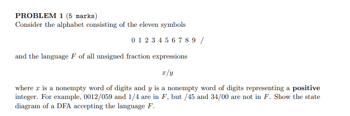 Solved PROBLEM 1 (5 marks) Consider the alphabet consisting | Chegg.com