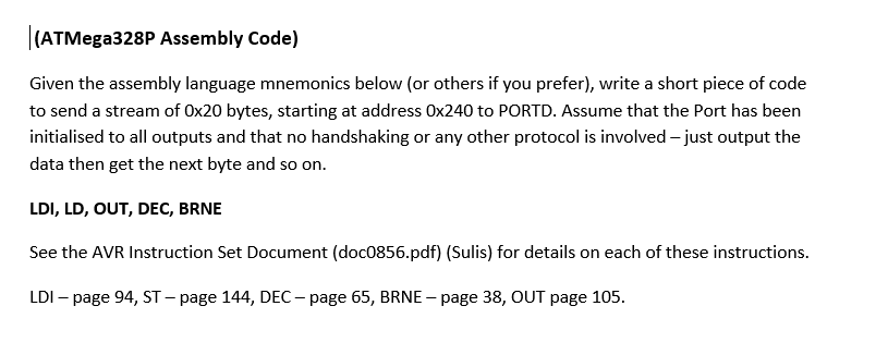 (ATMega328P Assembly Code) Given the assembly | Chegg.com
