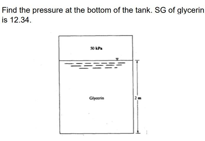 Solved Find the pressure at the bottom of the tank. SG of | Chegg.com