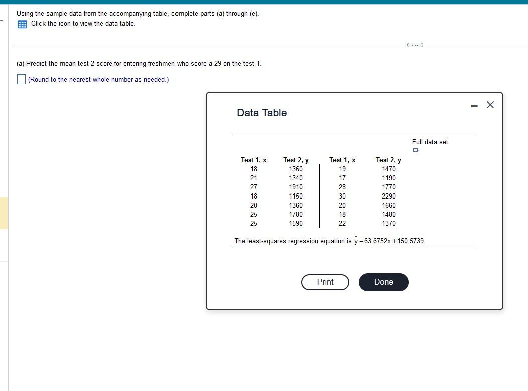 Solved Using the sample data from the accompanying table, | Chegg.com