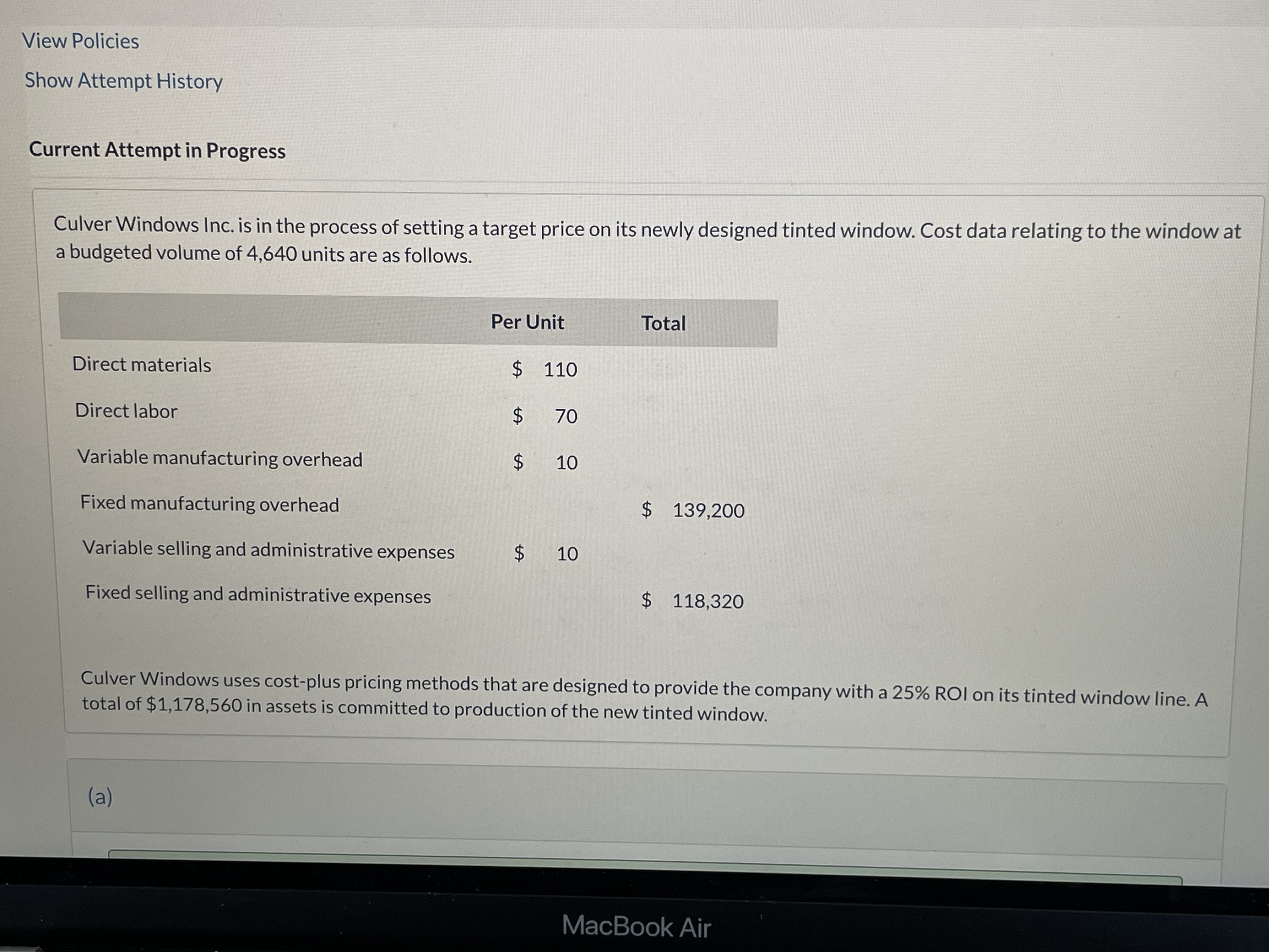 Solved Compute The Markup Percentage Under Variable Cost
