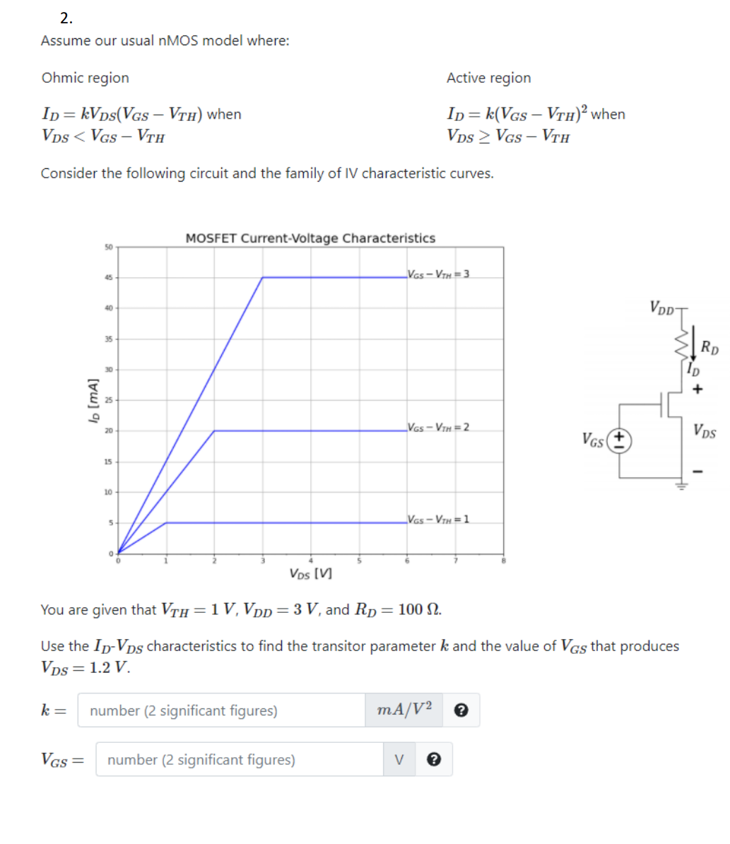Solved Assume our usual nMOS model where:Ohmic | Chegg.com