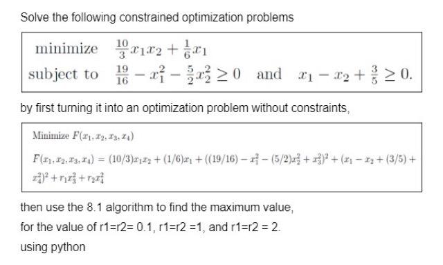 Solve the following constrained optimization problems | Chegg.com