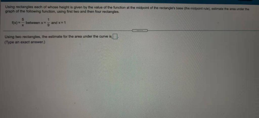 Solved Using four rectangle, the estimate for the area under | Chegg.com