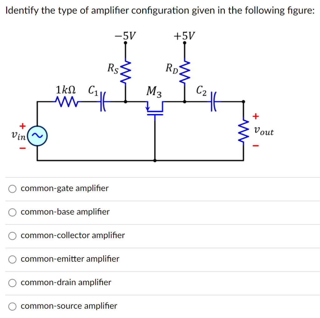 Solved Identify the type of amplifier configuration given in | Chegg.com