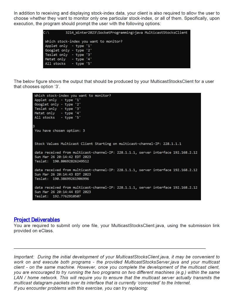 Solved Multicast System for Stock-Index Dissemination Alice | Chegg.com