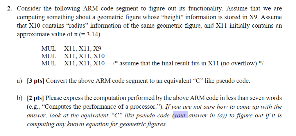 2. Consider the following ARM code segment to figure | Chegg.com