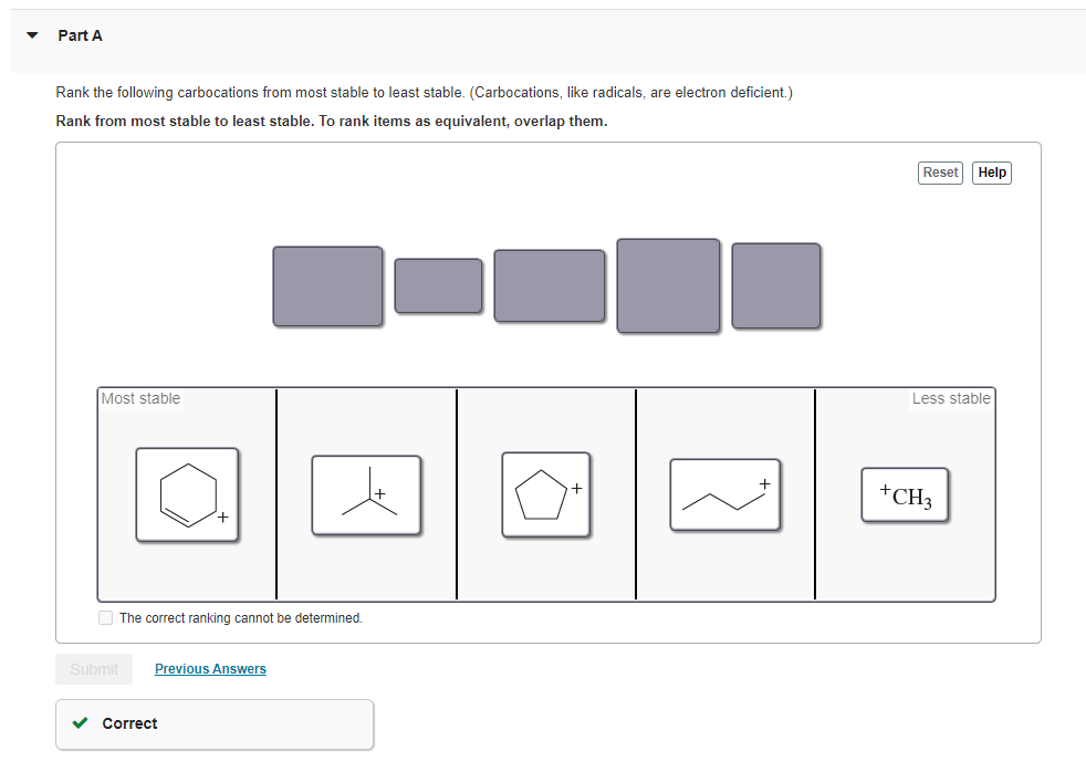 Solved Rank the following carbocations from most stable to | Chegg.com