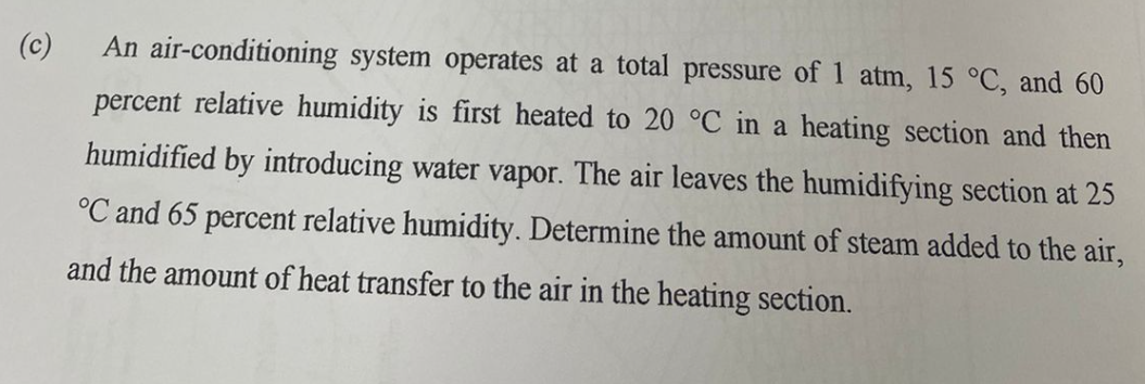 Solved (c) An air-conditioning system operates at a total | Chegg.com
