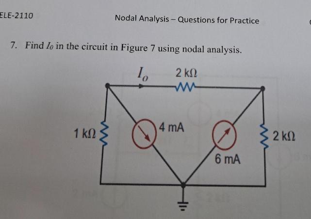 Solved 7. Find I0 in the circuit in Figure 7 using nodal | Chegg.com