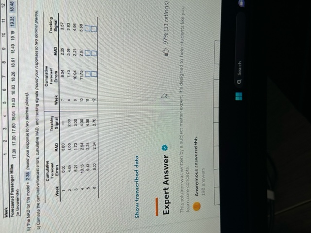 Solved a) Assuming an initial forecast for week 1 of 19,000 | Chegg.com