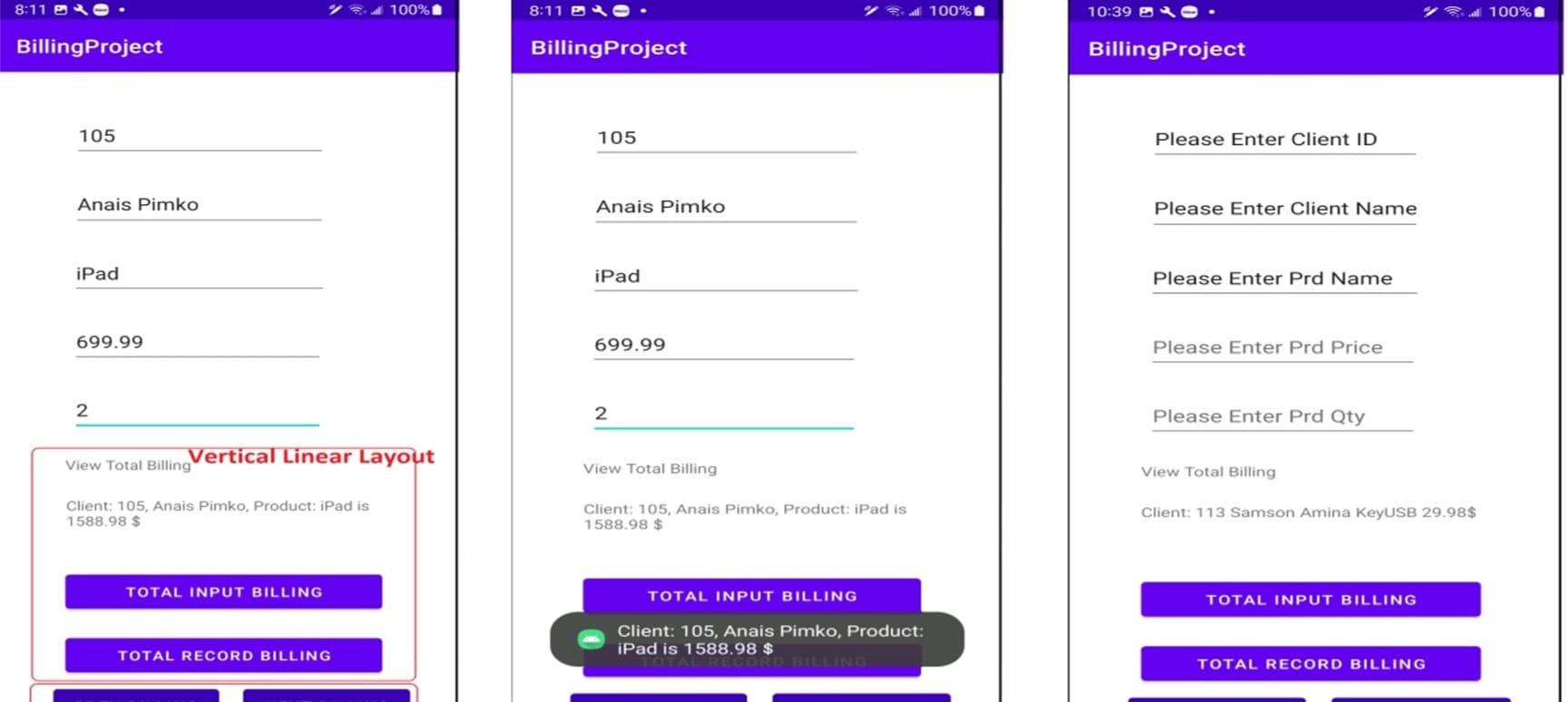 Solved Create an Android Project named BillProject to add | Chegg.com
