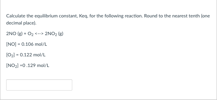 Solved Calculate the equilibrium constant, Keq, for the | Chegg.com