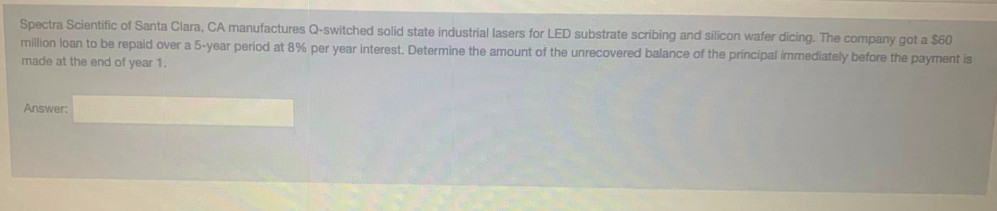 Solved Spectra Scientific of Santa Clara, CA manufactures | Chegg.com