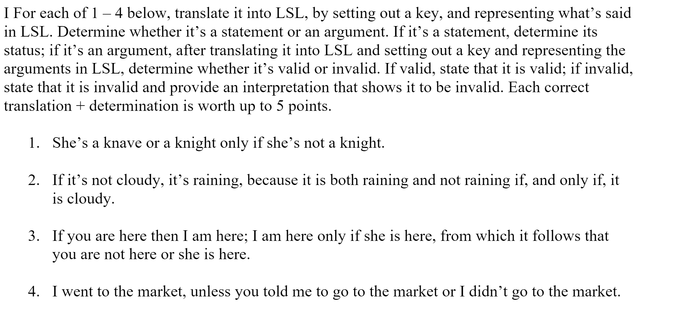 Solved For each of 1−4 below, translate it into LSL, by | Chegg.com