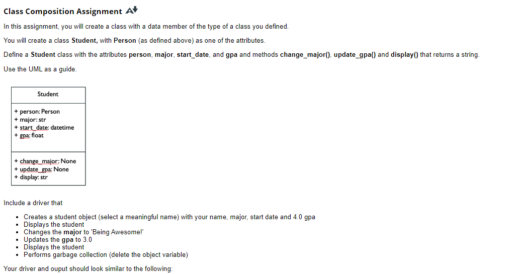 Solved Class Composition Assignment Av In this assignment, | Chegg.com