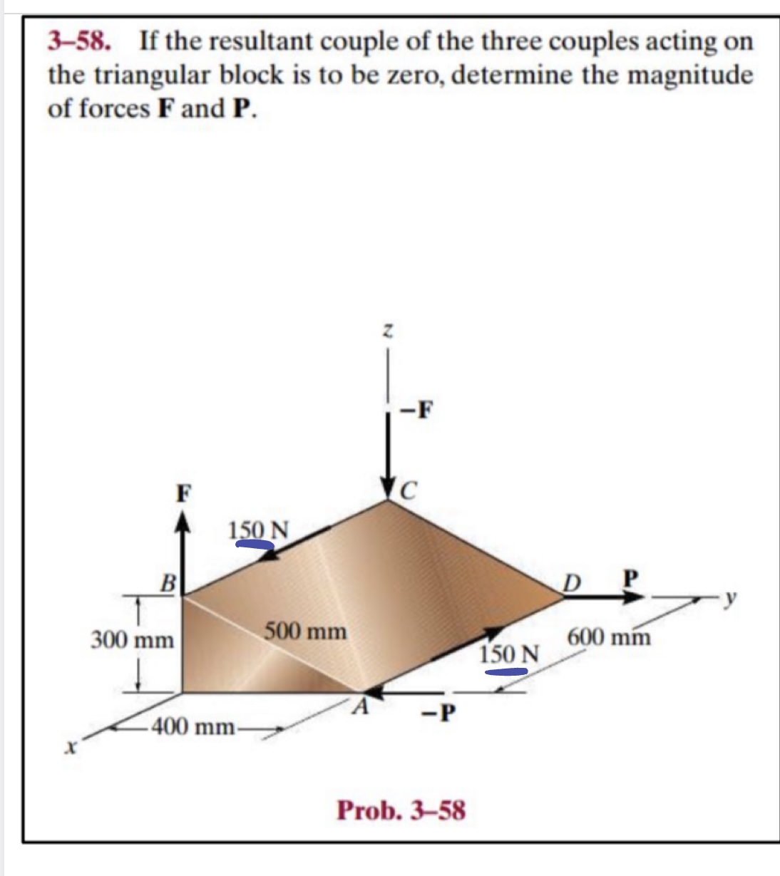 Solved 3-58. If the resultant couple of the three couples | Chegg.com