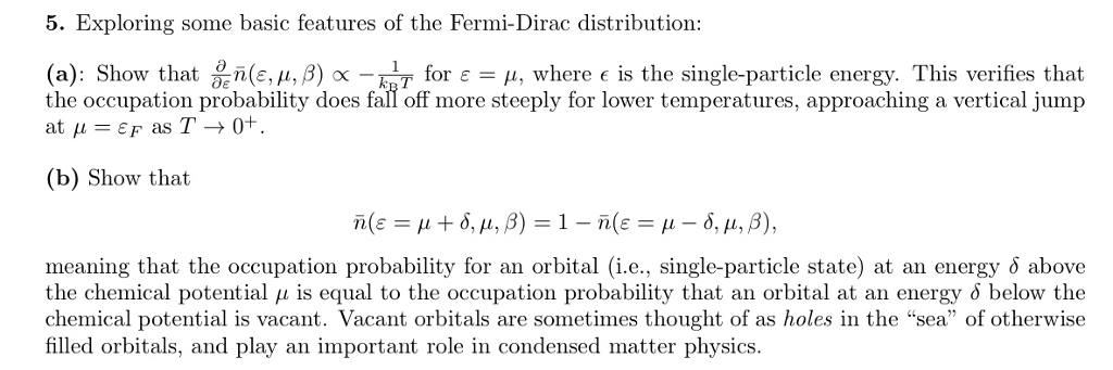 Solved 5. Exploring some basic features of the Fermi-Dirac | Chegg.com