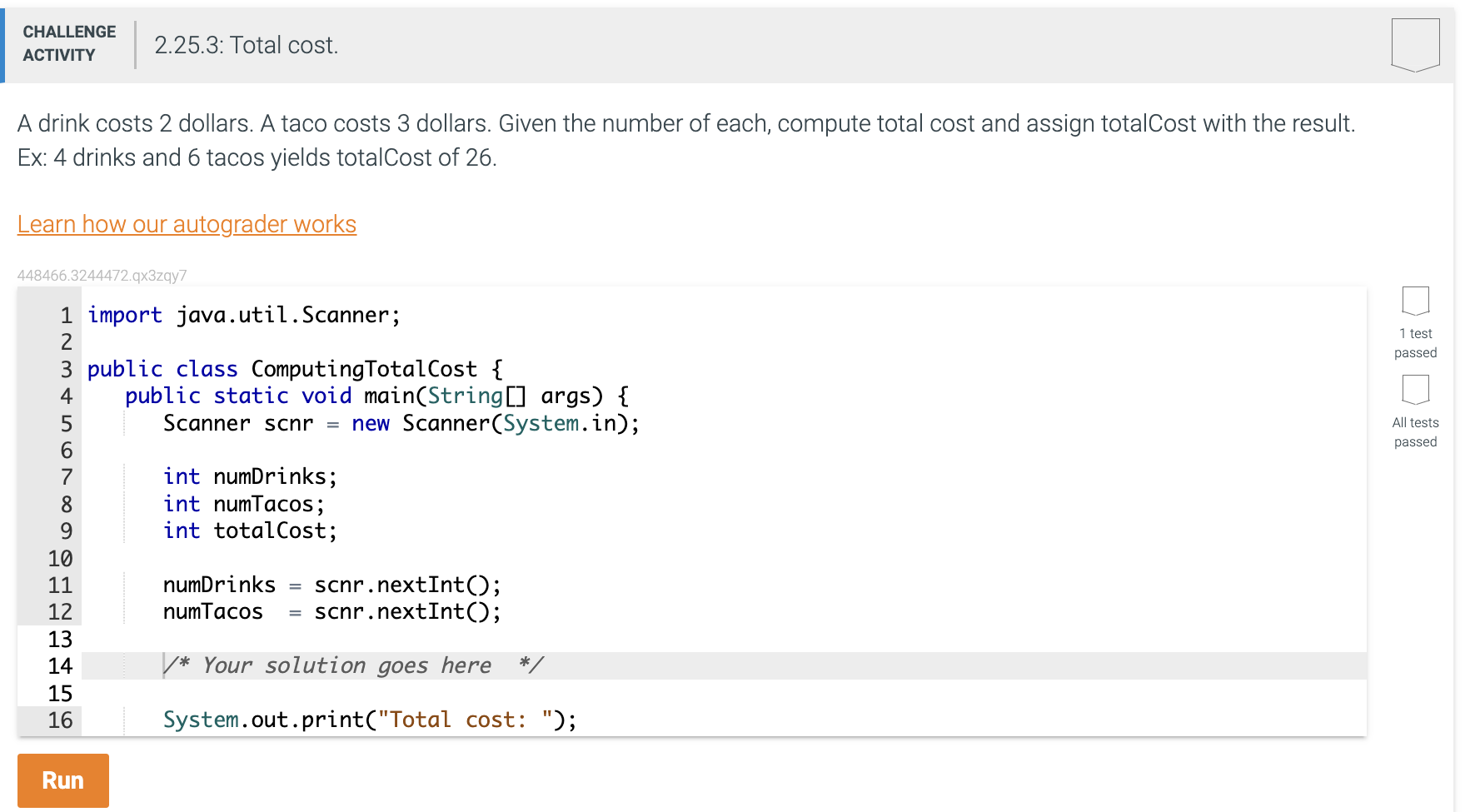 Solved A drink costs 2 dollars. A taco costs 3 dollars. | Chegg.com