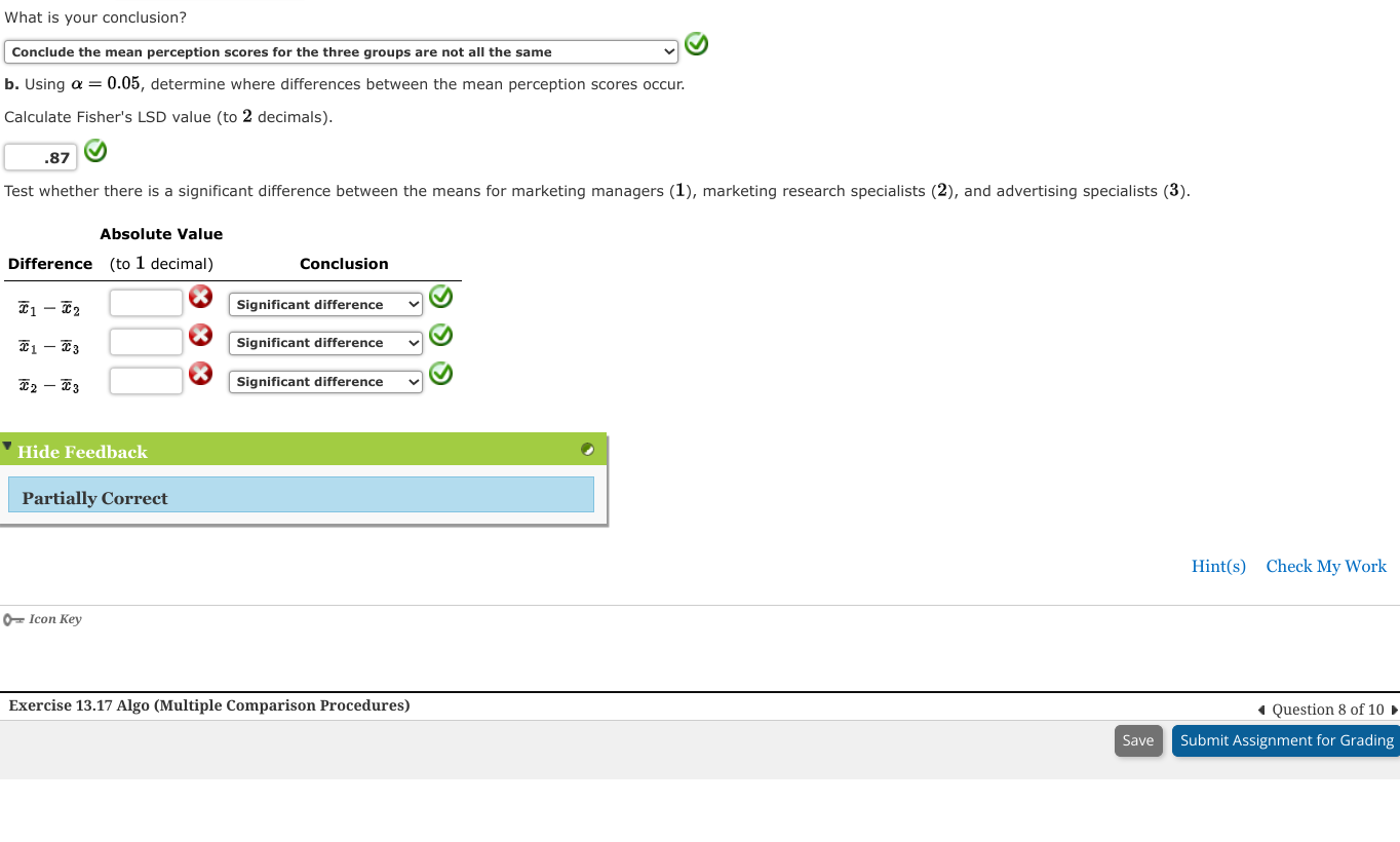 Solved What is your conclusion? Conclude the mean perception | Chegg.com