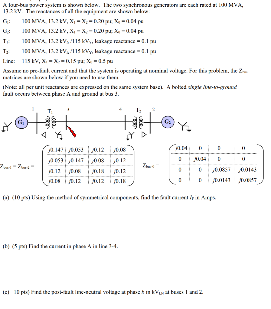 Solved Ti: A four-bus power system is shown below. The two | Chegg.com