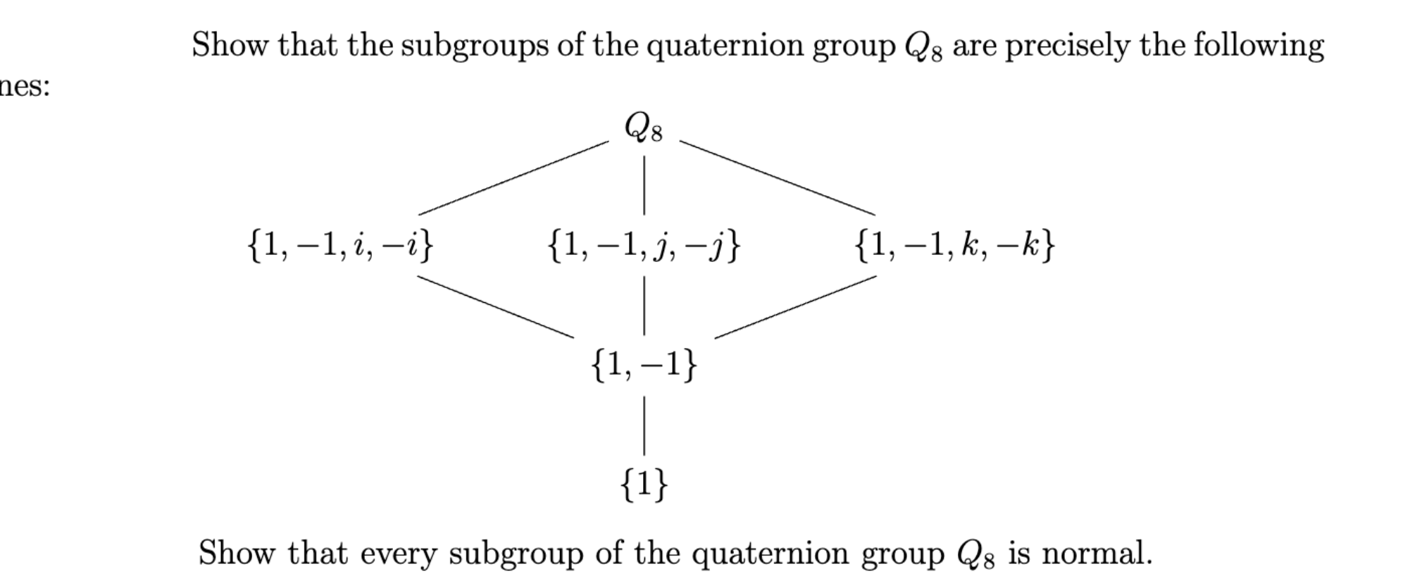 Solved Show That The Subgroups Of The Quaternion Group Q8