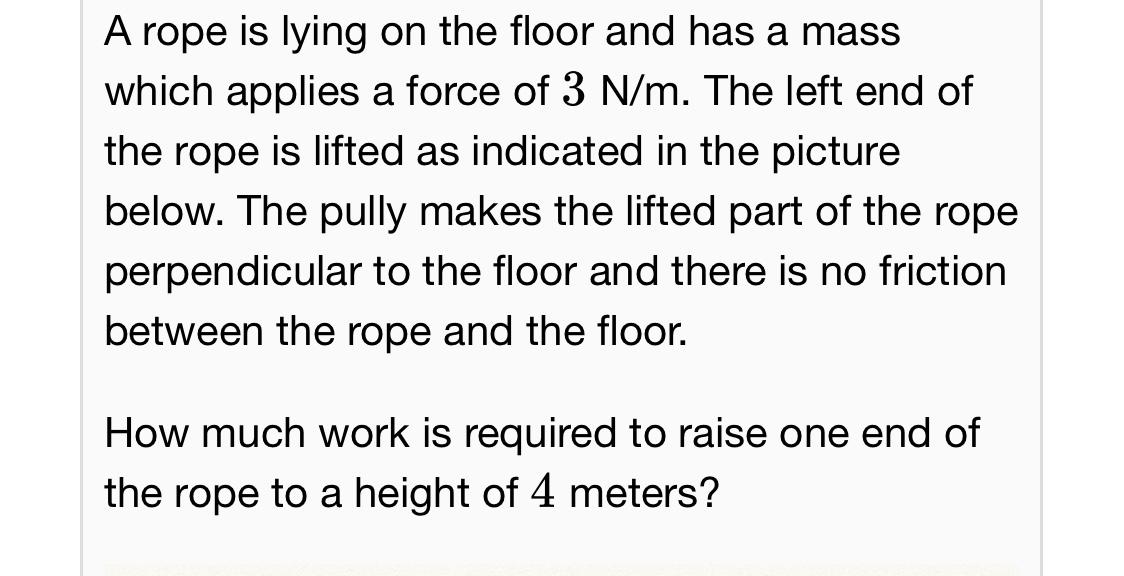 Solved A rope is lying on the floor and has a mass which | Chegg.com