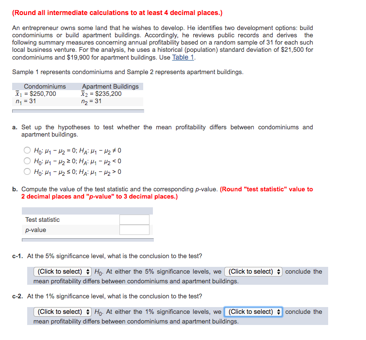 Solved (Round all intermediate calculations to at least 4 | Chegg.com