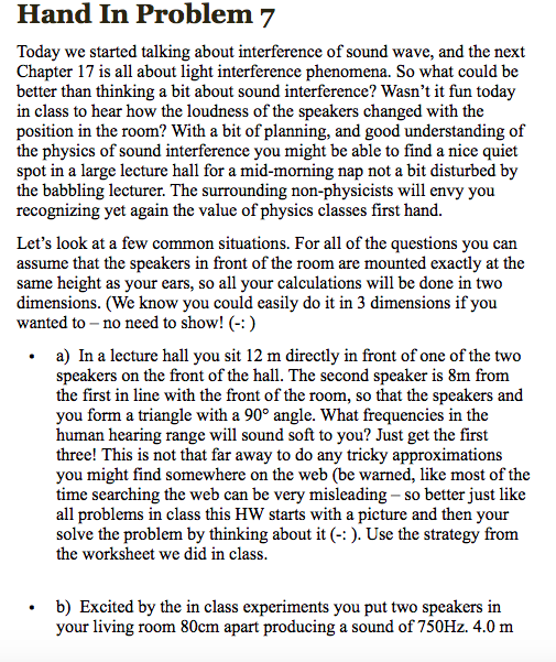 Solved Hand In Problem 7 Today we started talking about | Chegg.com