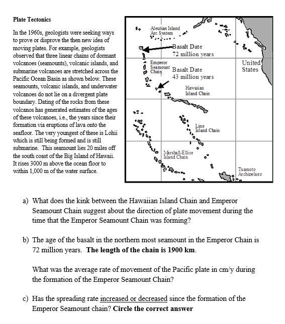 Solved Aleutian Island Are System Basalt Date 72 million | Chegg.com