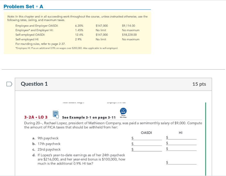 calculating FICA taxes with cumulative earnings. | Chegg.com