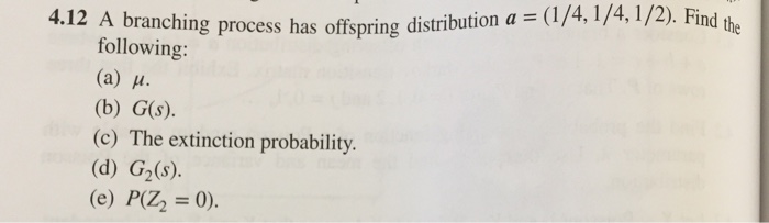 Solved A branching process has offspring distribution a = | Chegg.com