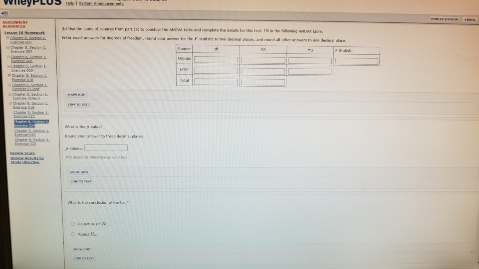 Solved oneyPLUS Hele I System Announcements PRINTER | Chegg.com