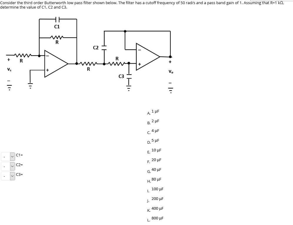 Solved Consider the third order Butterworth low pass filter | Chegg.com