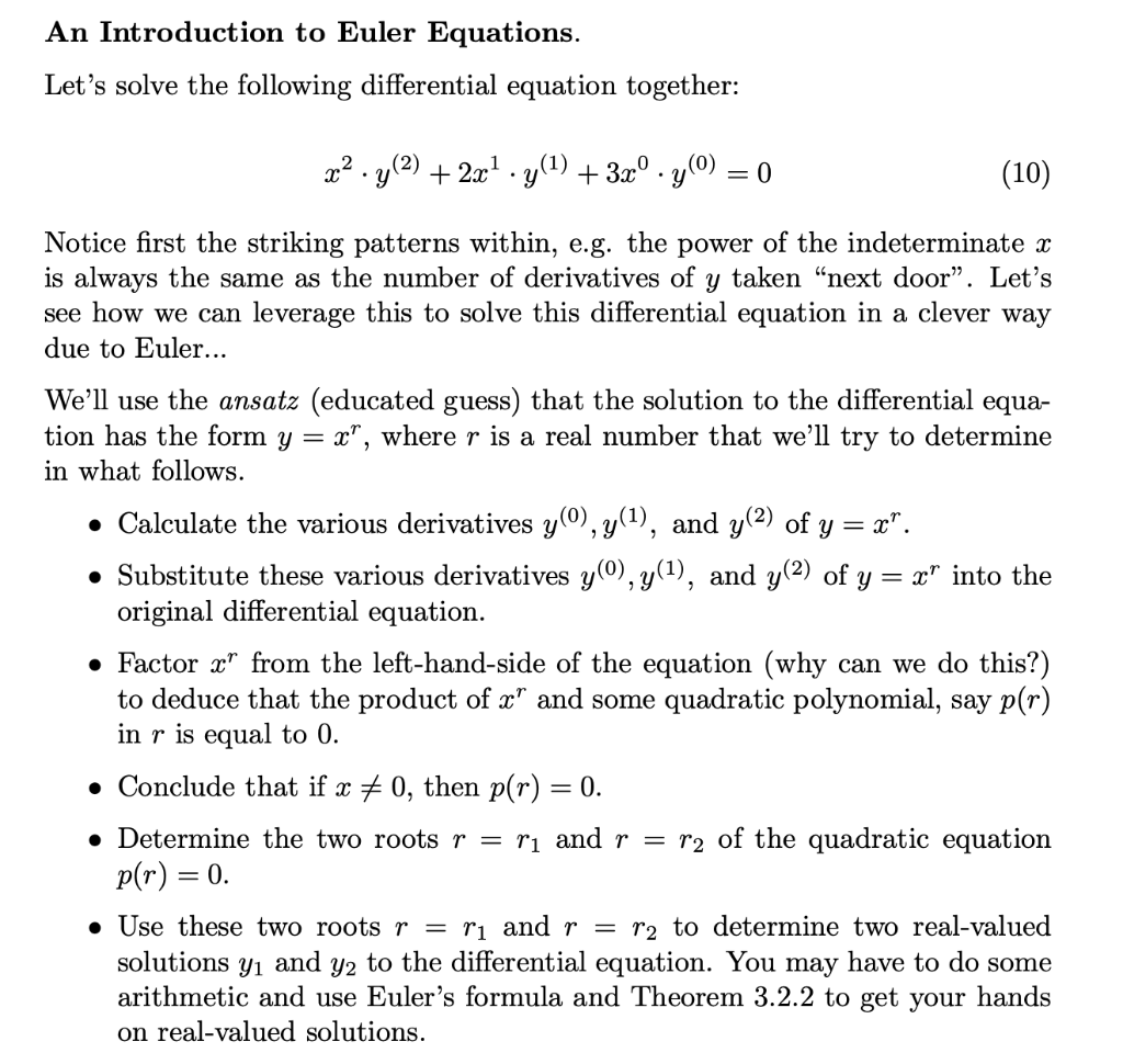 Solved An Introduction to Euler Equations. Let's solve the | Chegg.com