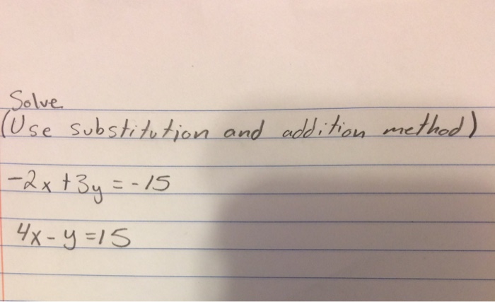 Solved Solve (Use substitution and addition method) -2x + | Chegg.com